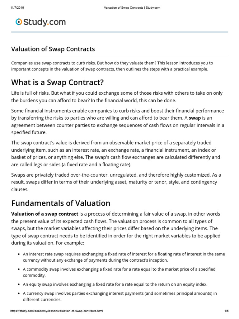 Valuation of Swap Contracts | PDF | Swap (Finance) | Yield (Finance)