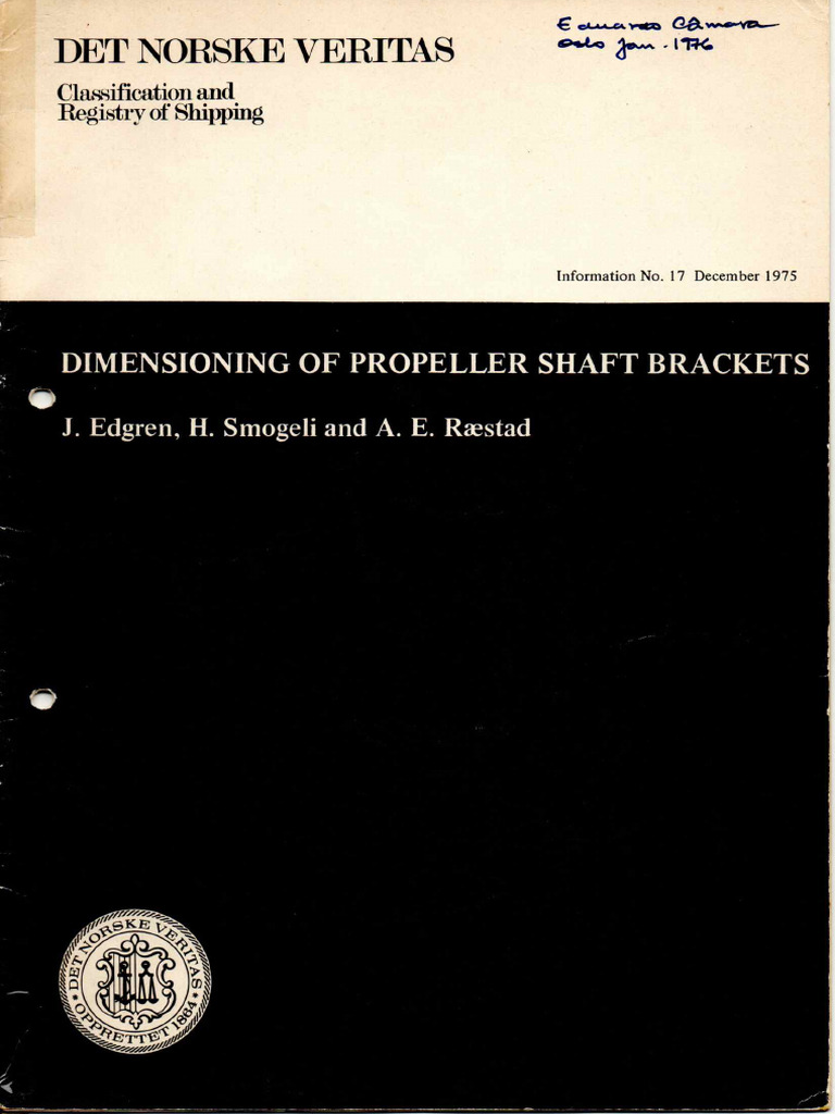 DNV - Dimensioning of Propeller Shaft Brackets | PDF