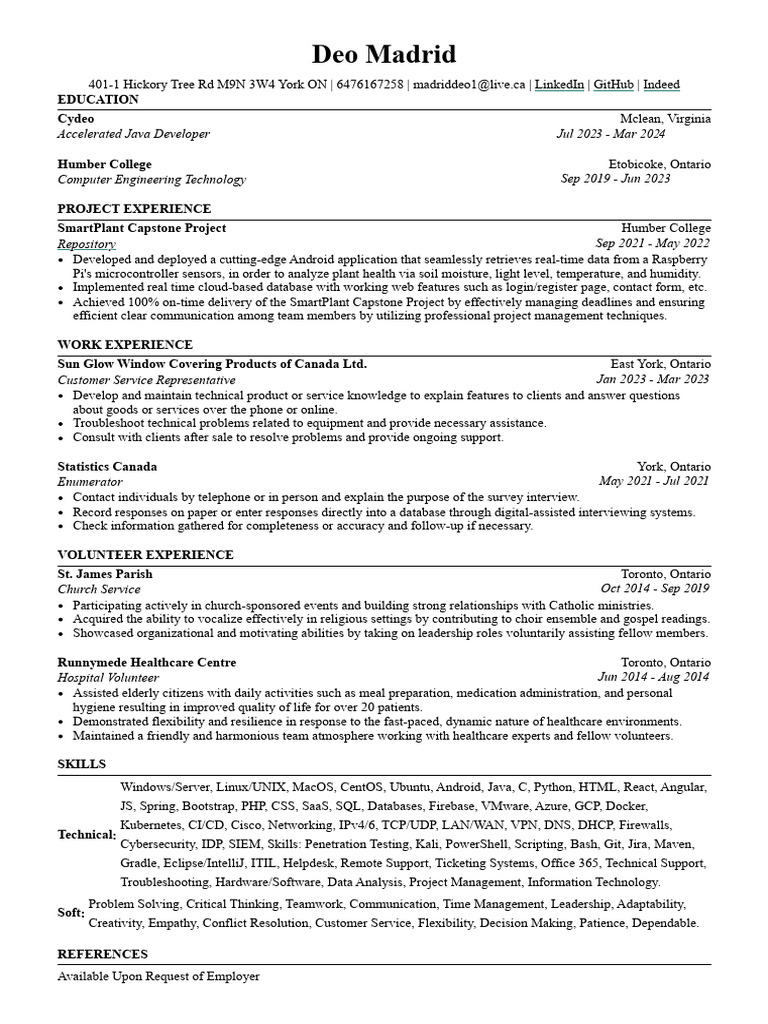 Deo Madrid Resume | PDF | Databases | Computer Architecture