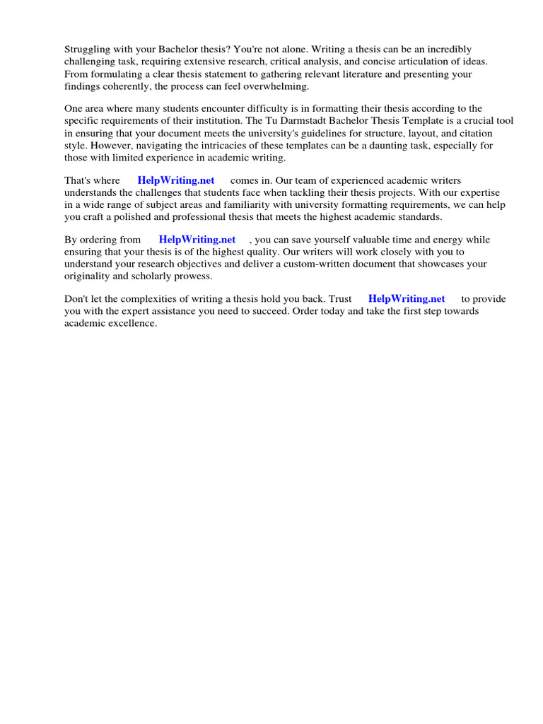 Tu Darmstadt Bachelor Thesis Template | PDF | Thesis | Mathematical ...