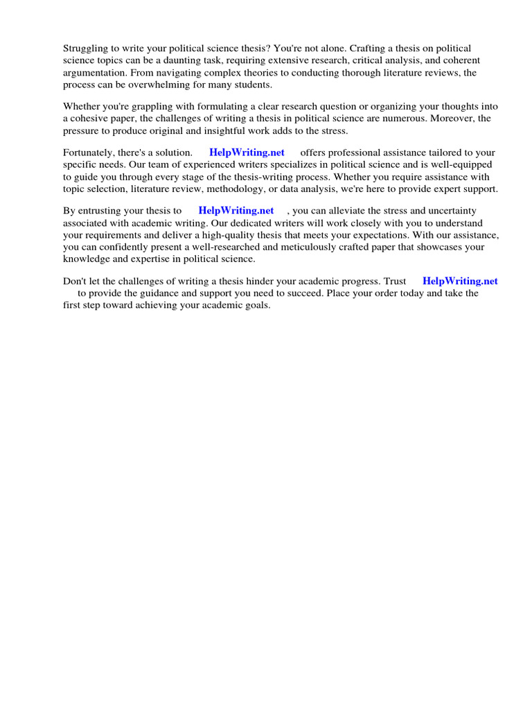 Thesis Political Science Topics | PDF | Thesis | Science