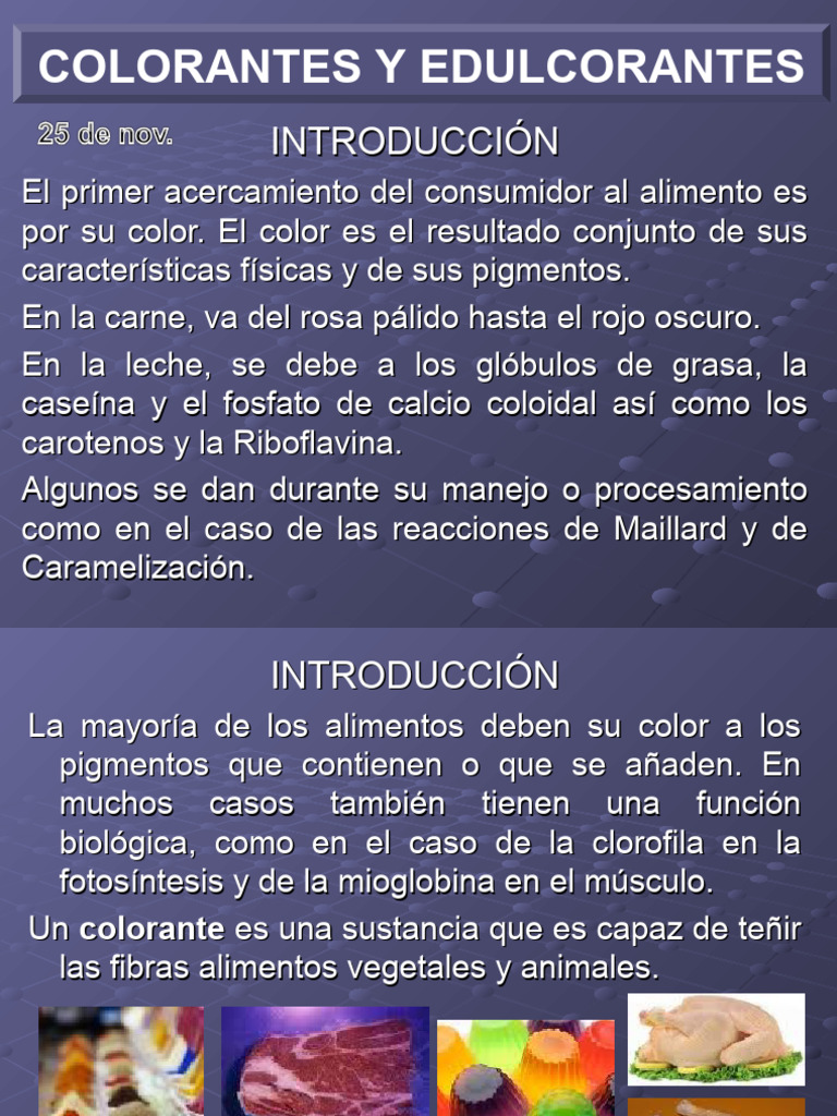 Colorantes Alimentarios: Tipos y Usos | PDF | Carotenoide | Comida y bebida