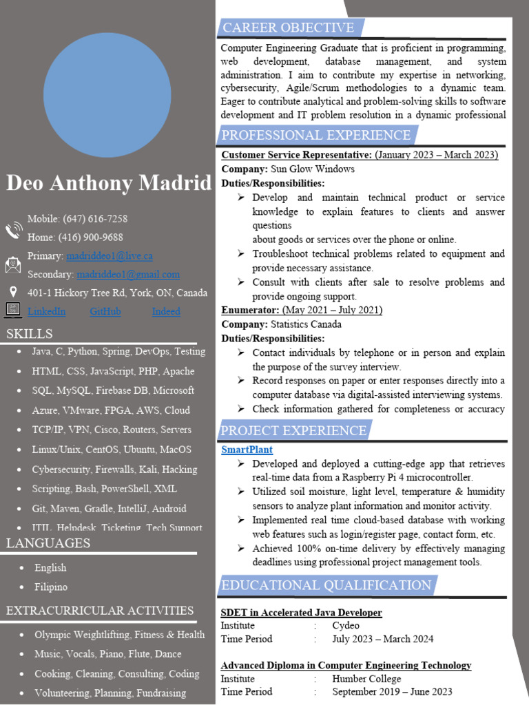 Deo Madrid Portfolio Resume | PDF | My Sql | Computing