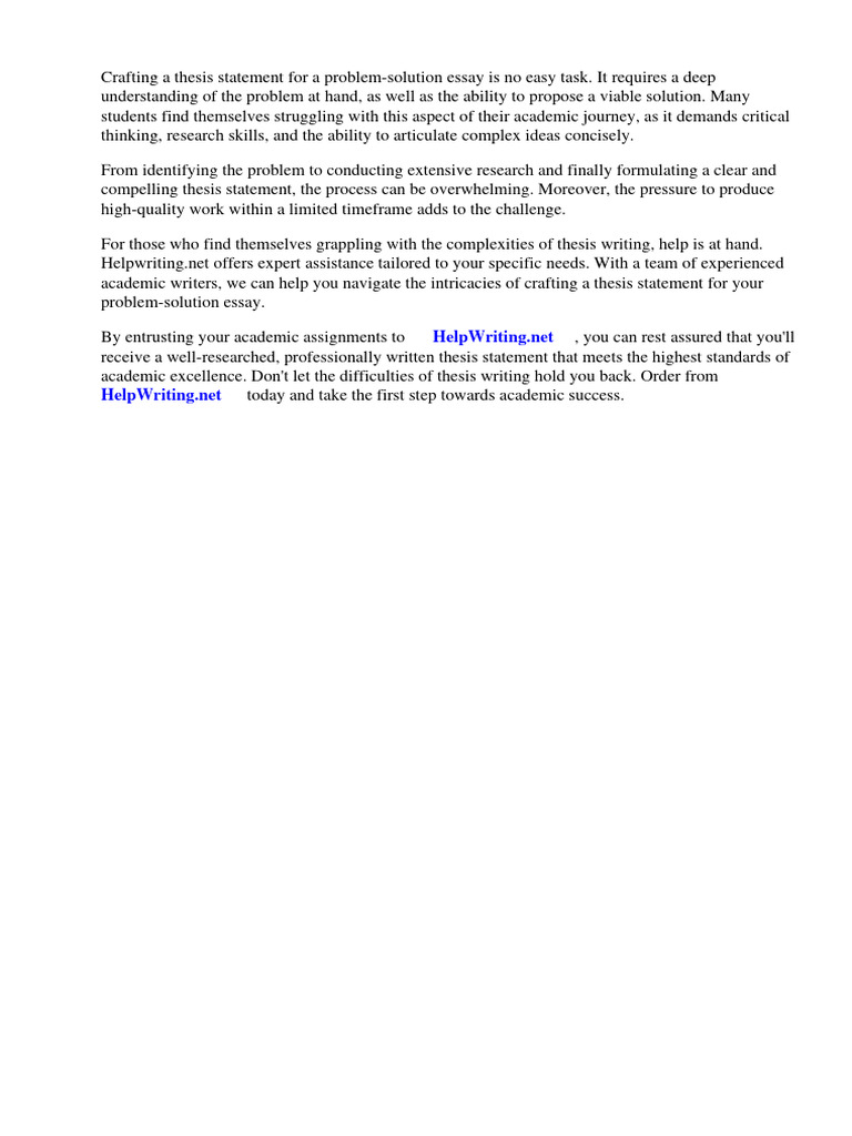 Thesis Statement For A Problem-Solution Essay | PDF | Essays | Thesis