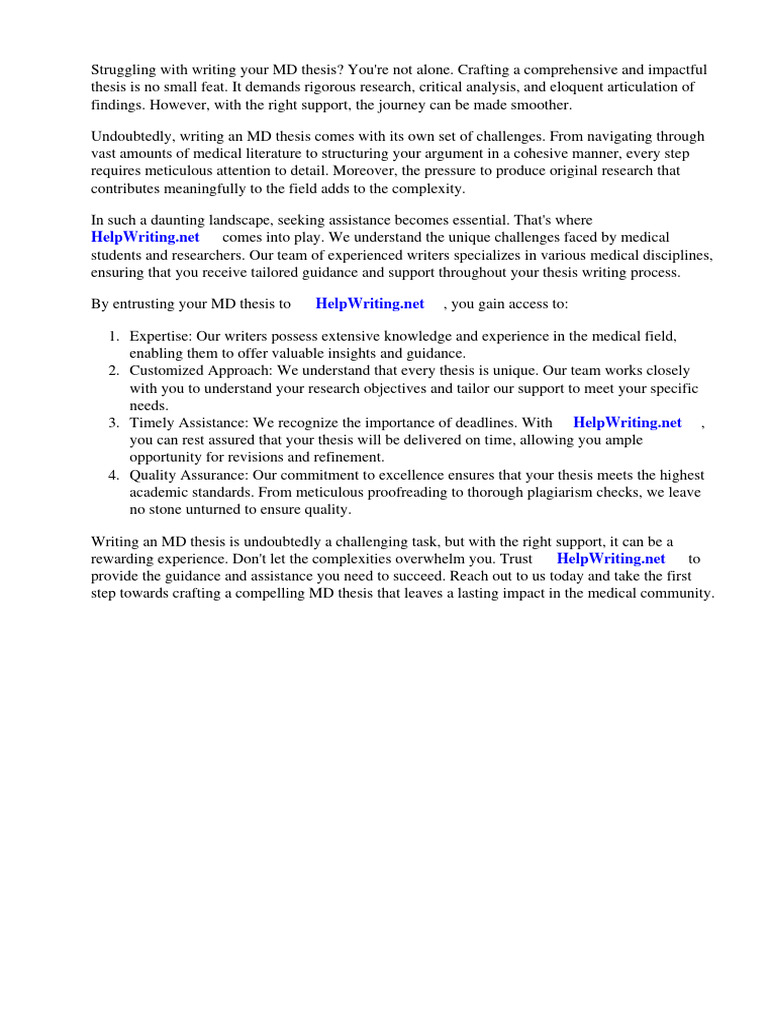 MD Thesis Sample | PDF