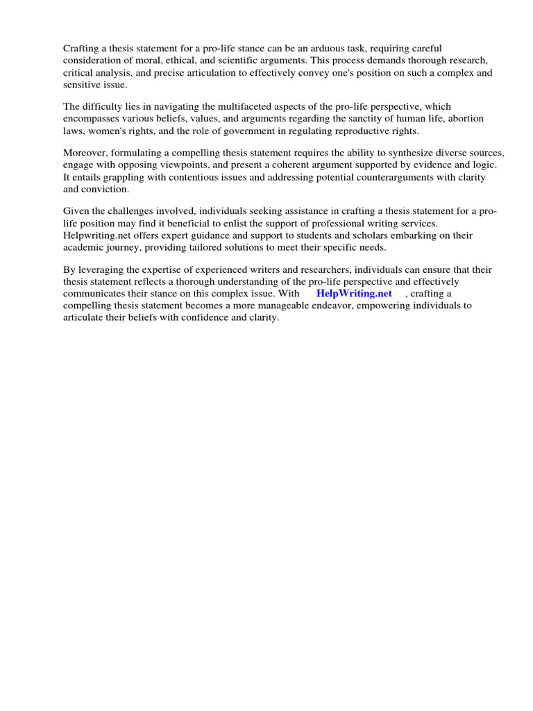 Thesis Statement For Pro Life | PDF | Anti Abortion Movements | Social ...