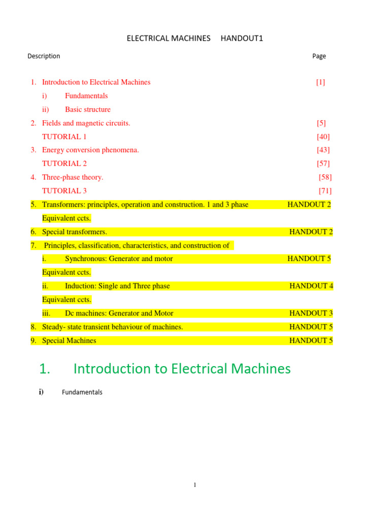 Magnetic Circuits, Energy Conversion and Three Phase Theory | PDF ...