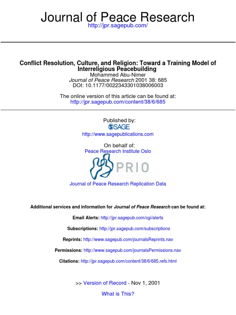 Journal of Peace Research | Download Free PDF | Interfaith Dialogue ...
