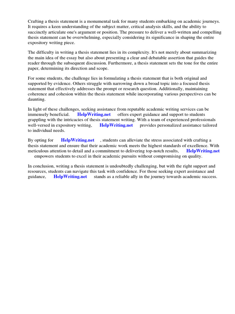Expository Writing Thesis Statement | PDF Expository Writing Thesis Statement | PDF