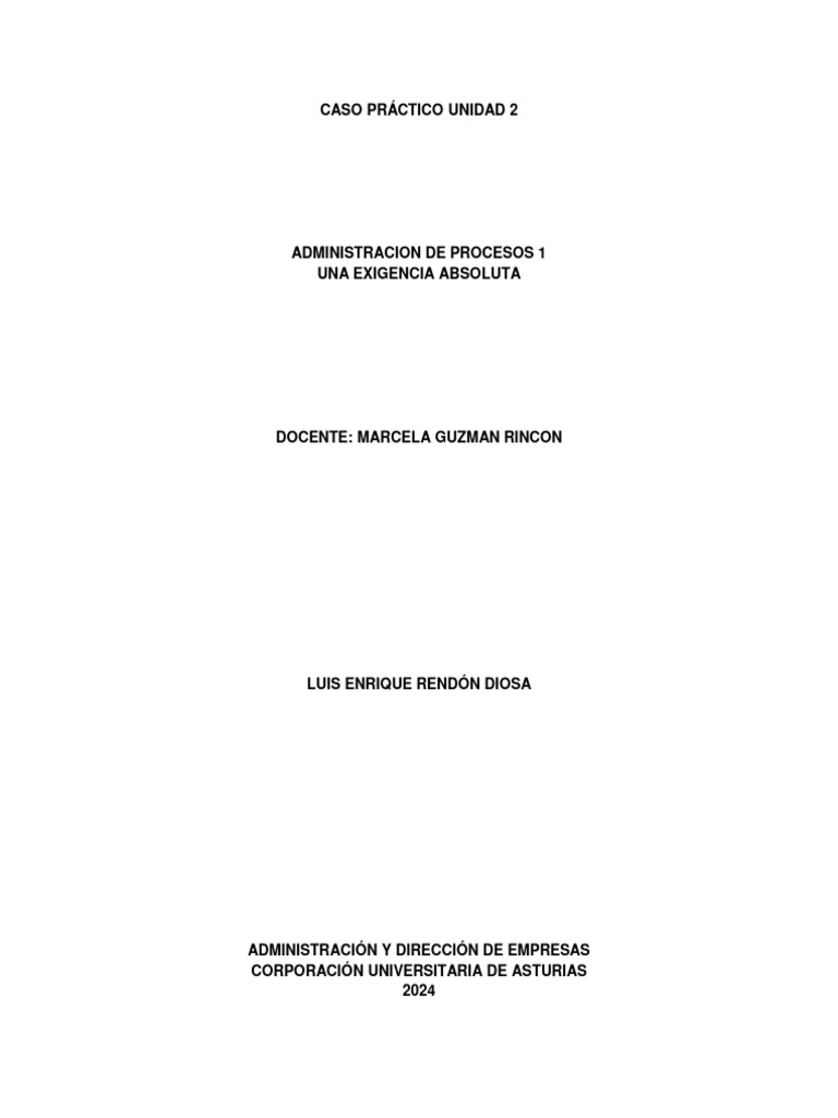 Caso Practico U2 | PDF | Calidad (comercial) | Business