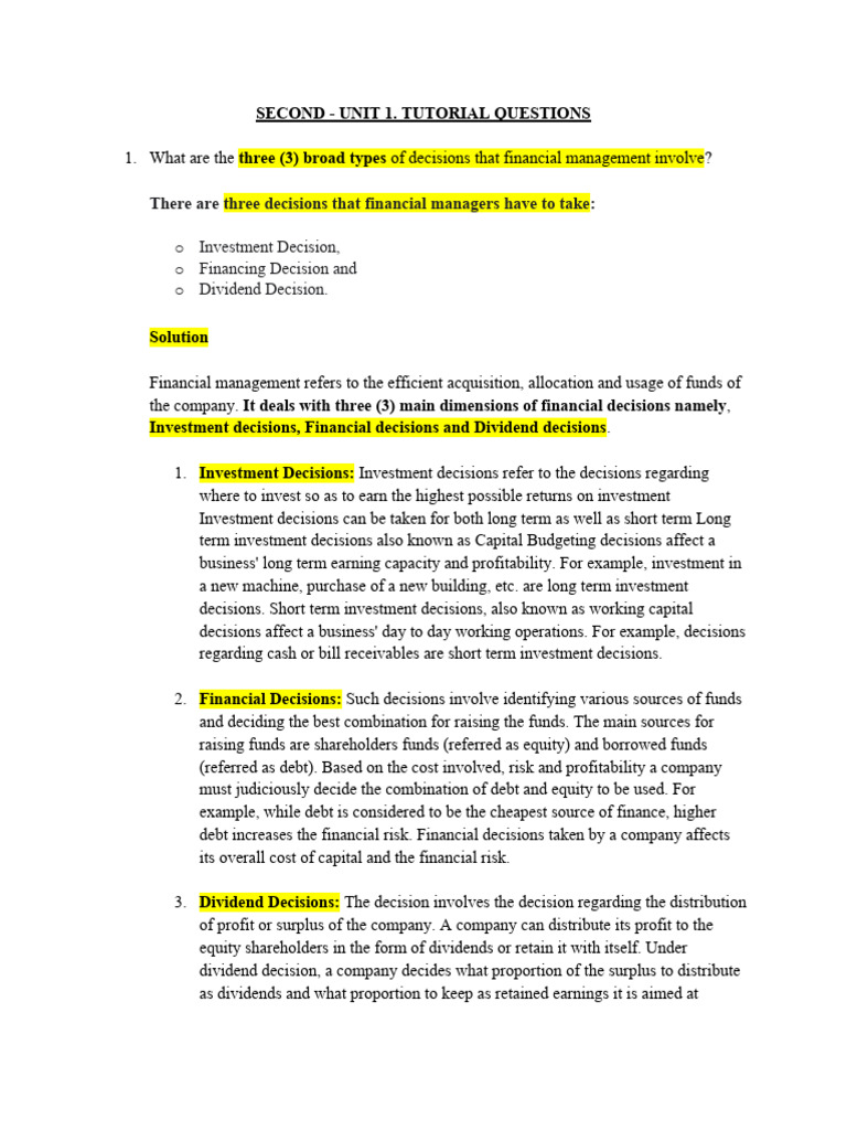 AAA - Second UNIT 1 Tutorial Sheet | PDF