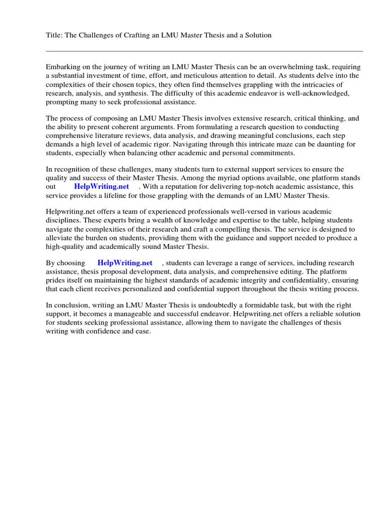 Lmu Master Thesis | PDF | Thesis