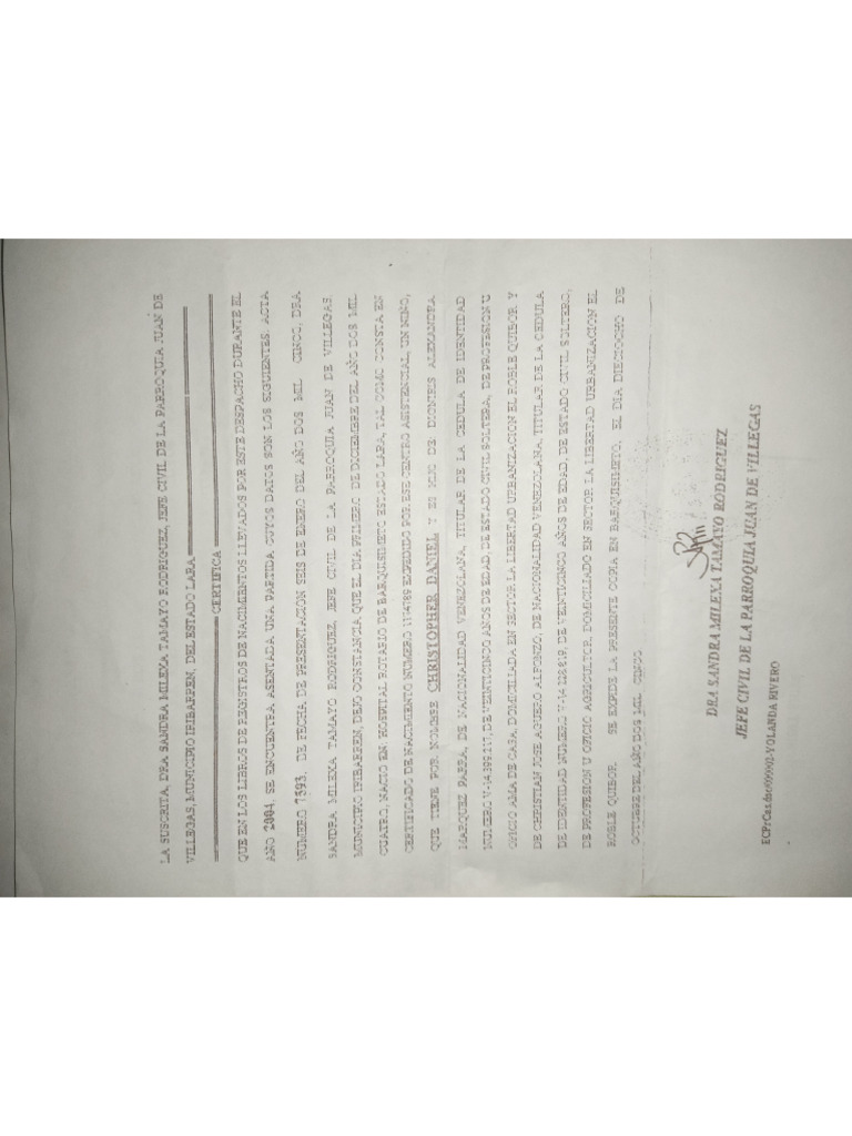 Part I Dade Nacimiento Christopher | PDF