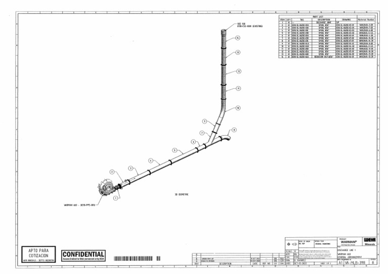 Arreglo General - Spools DI Warman - Linea 1 | PDF