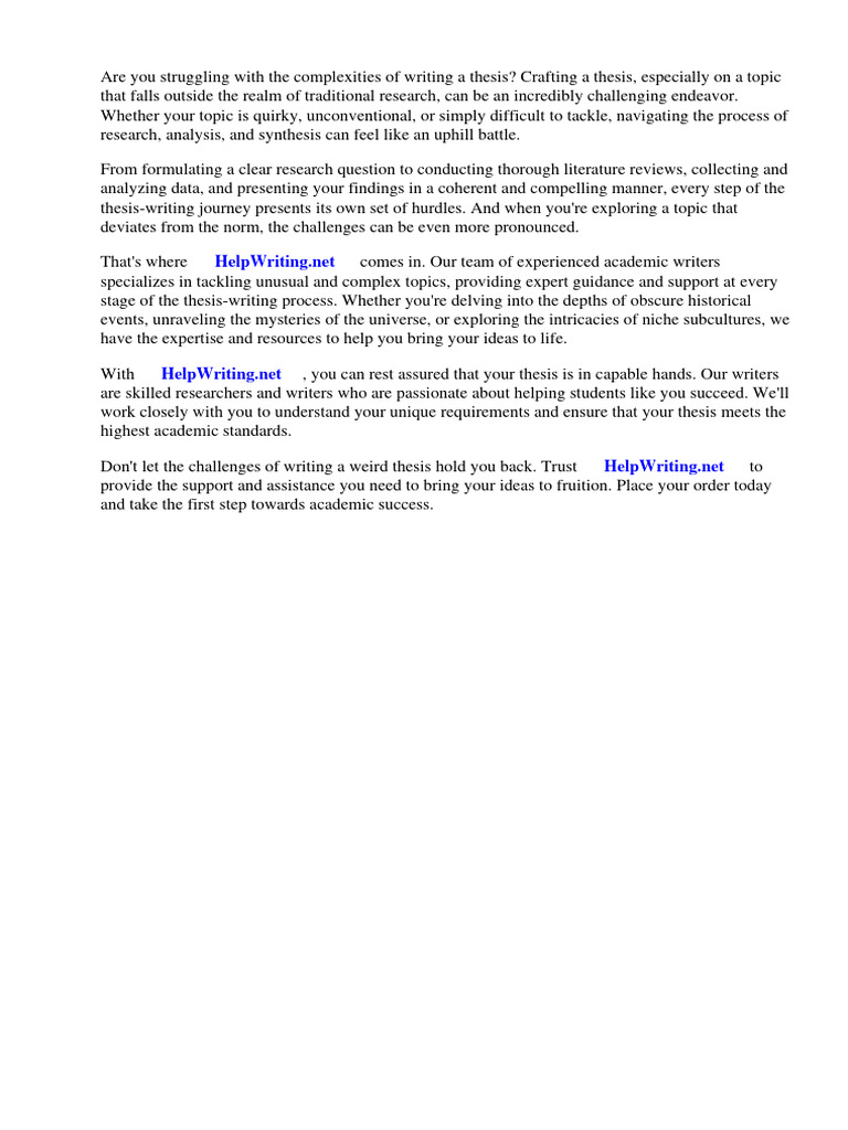 Weird Thesis | PDF | Thesis | Essays