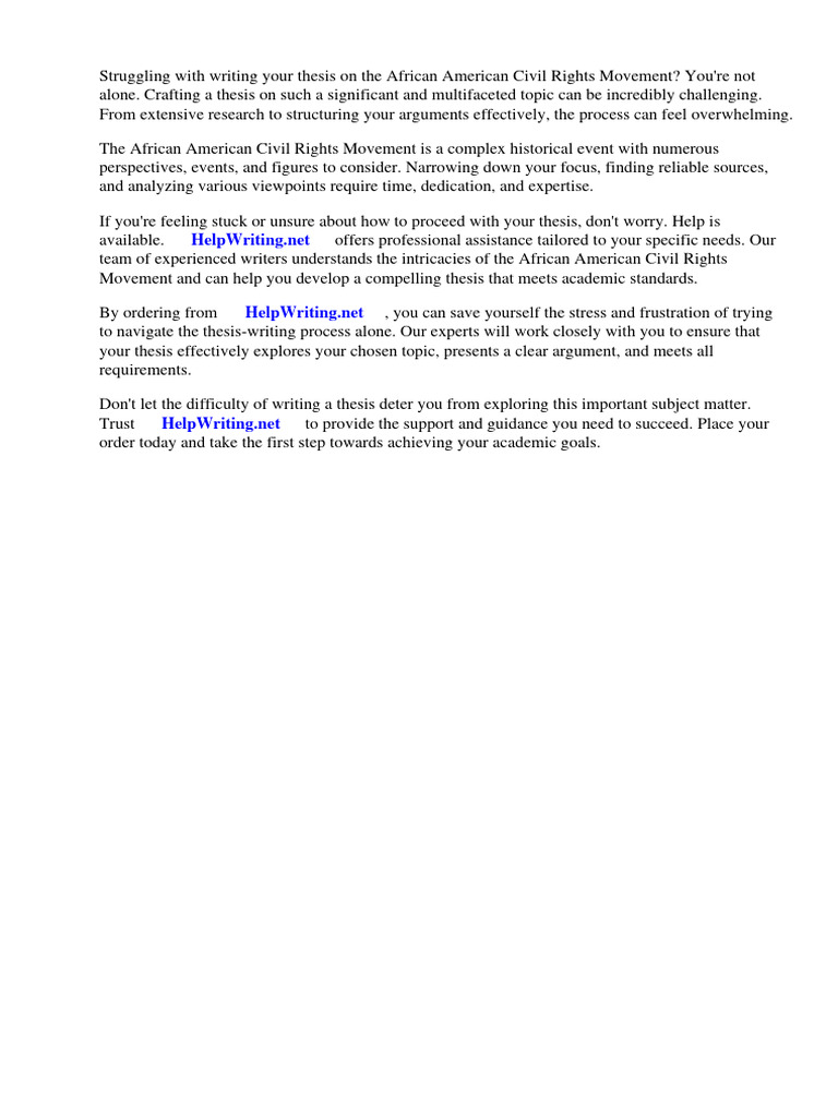 African American Civil Rights Movement Thesis Statement | PDF | Jim ...