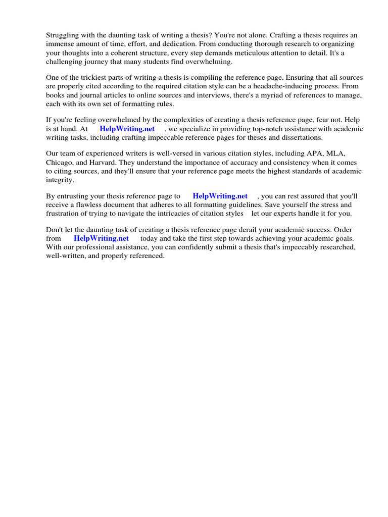 Sample Thesis Reference Page | PDF | Thesis | Citation