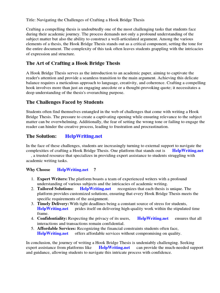 Writing Hook Bridge Thesis Pdf