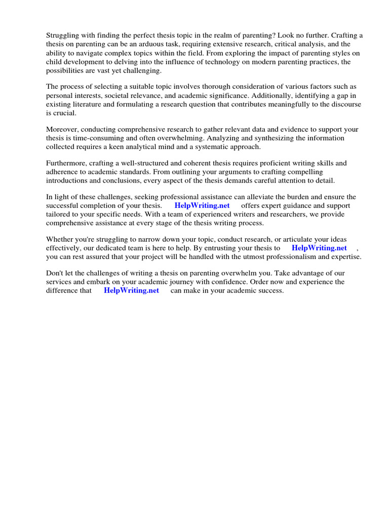 Parenting Thesis Topics | PDF | Parenting | Behavioural Sciences