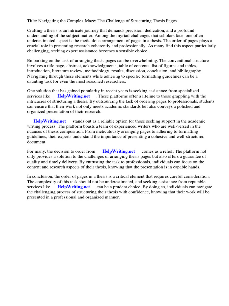 Order of Pages in Thesis | PDF | Thesis