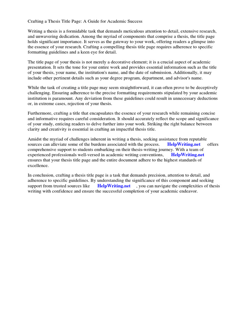 How to Make Thesis Title Page | PDF