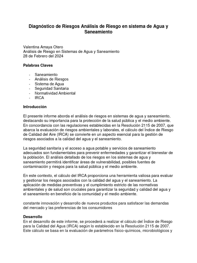 Informe de Agua y Saneamiento | PDF | Saneamiento | Agua