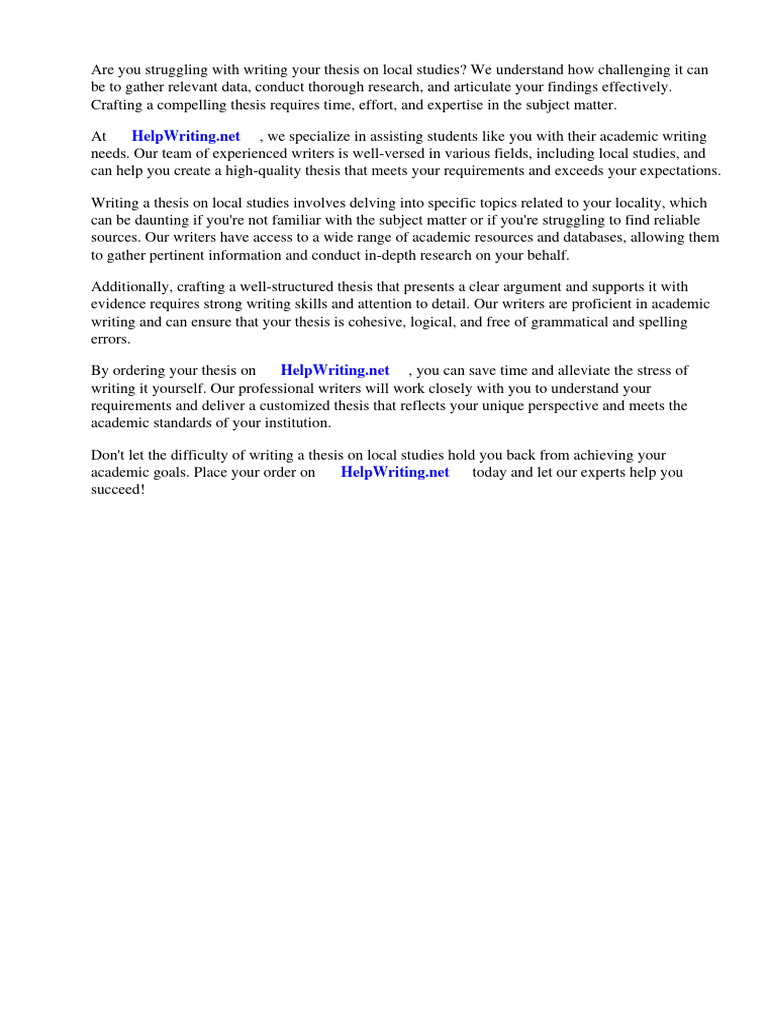 Sample Thesis Local Studies | PDF | Thesis | Expert