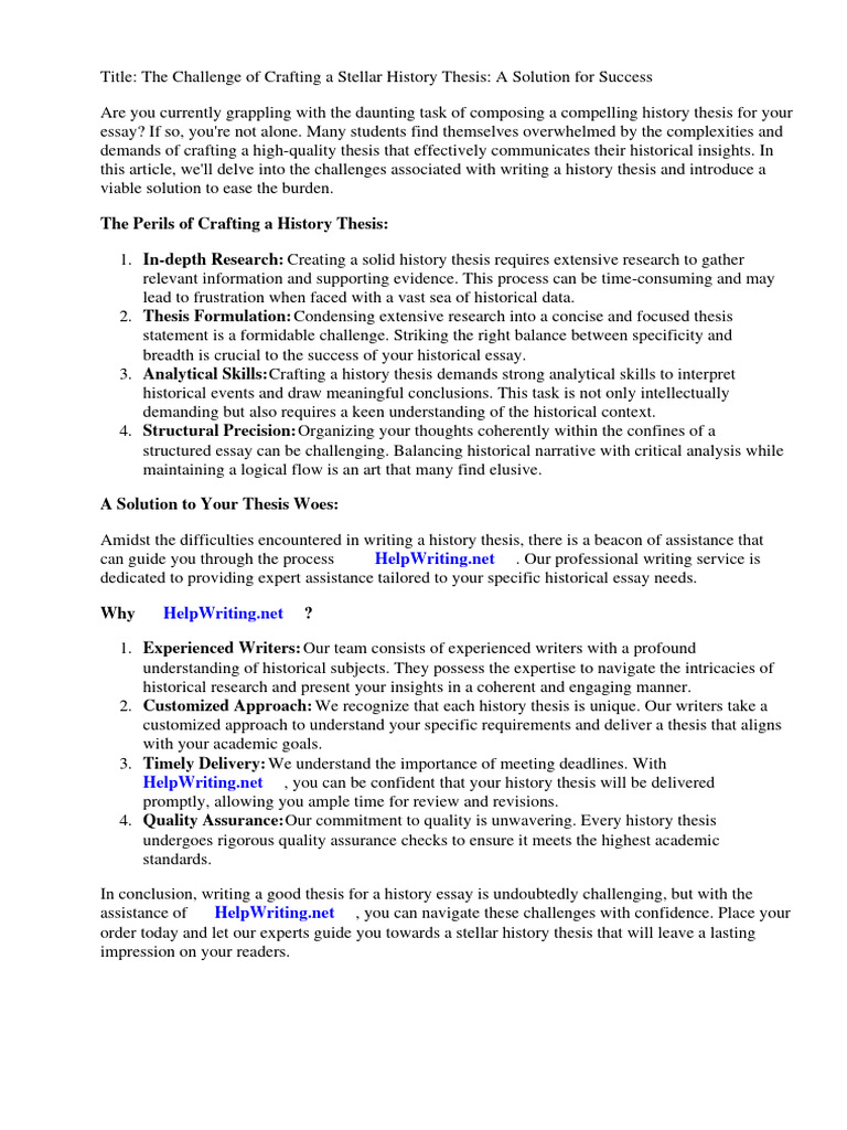 How To Write A Good Thesis For History Essay | PDF | Career & Growth
