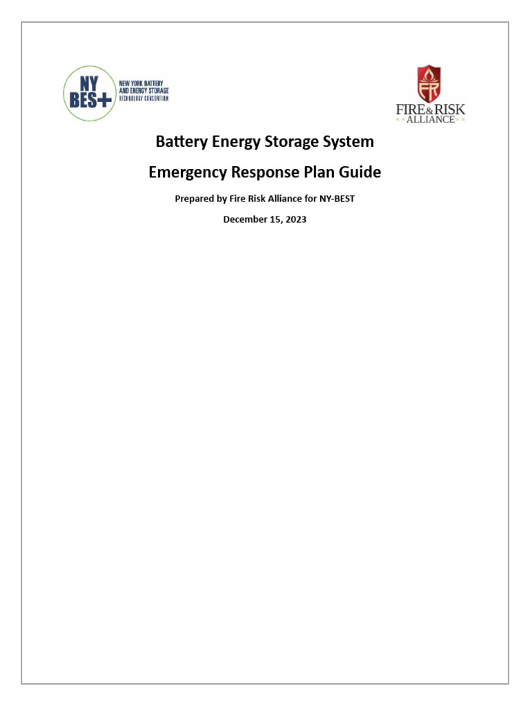 Battery Energy Storage System-Emergency Response Plan Guide 2023 ...