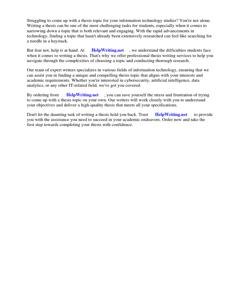 Thesis Topics For Information Technology Students 2014 | PDF