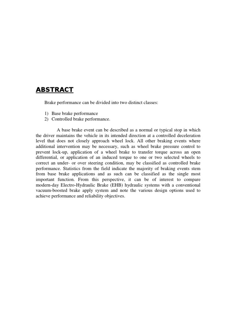 Electro-Hydraulic Brake (EHB) System. | PDF | Brake | Turbocharger