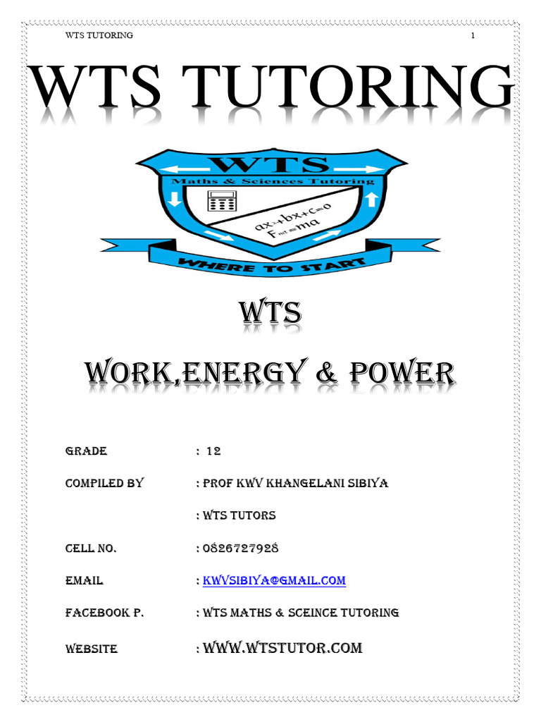Wts Work Energy Power | PDF
