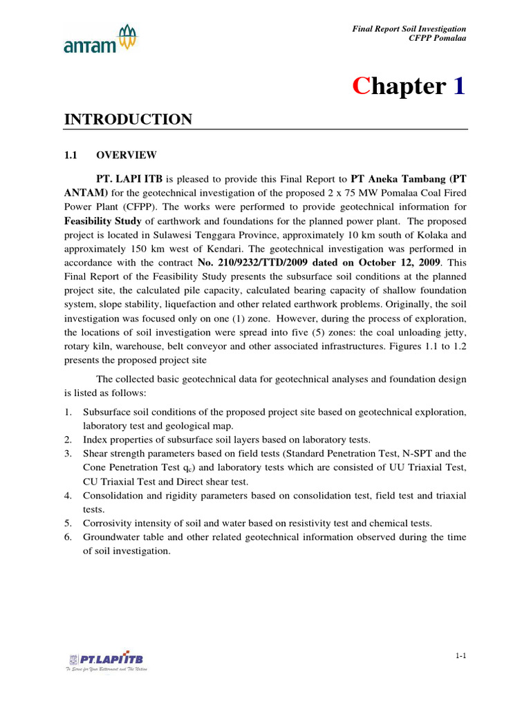 Geotechnical Report for Pomalaa CFPP | PDF