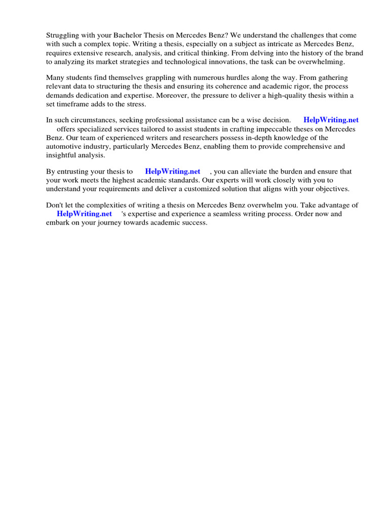 Bachelor Thesis Mercedes Benz | PDF | Mercedes Benz | Car