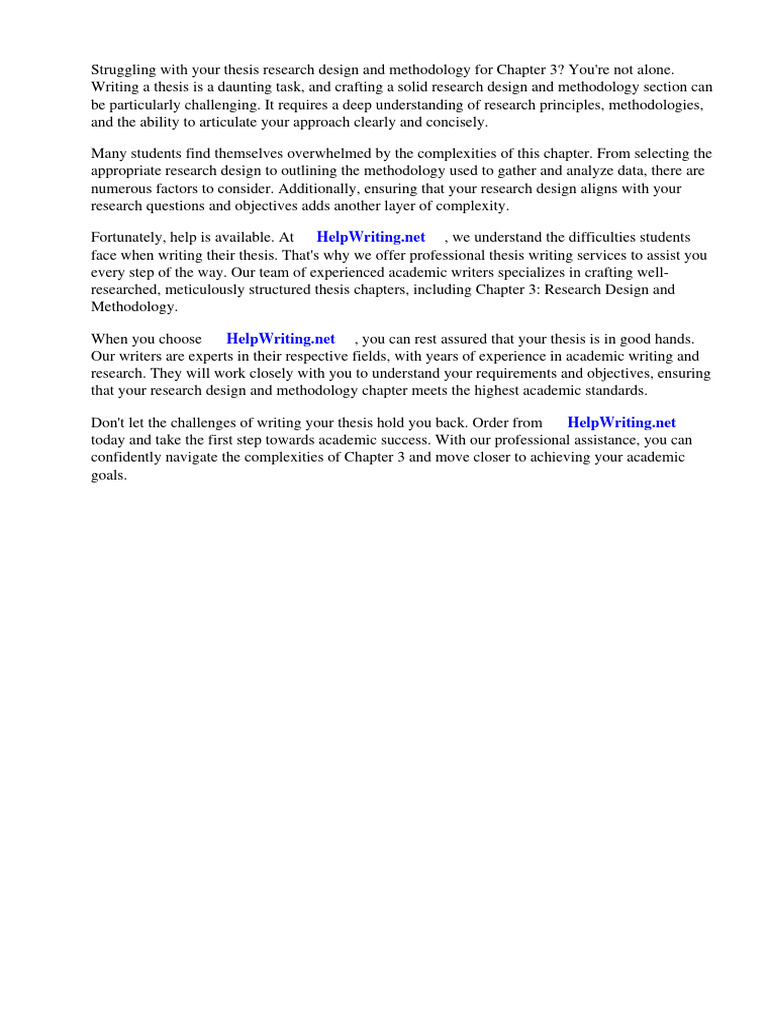 Chapter 3 Thesis Research Design and Methodology | Download Free PDF ...