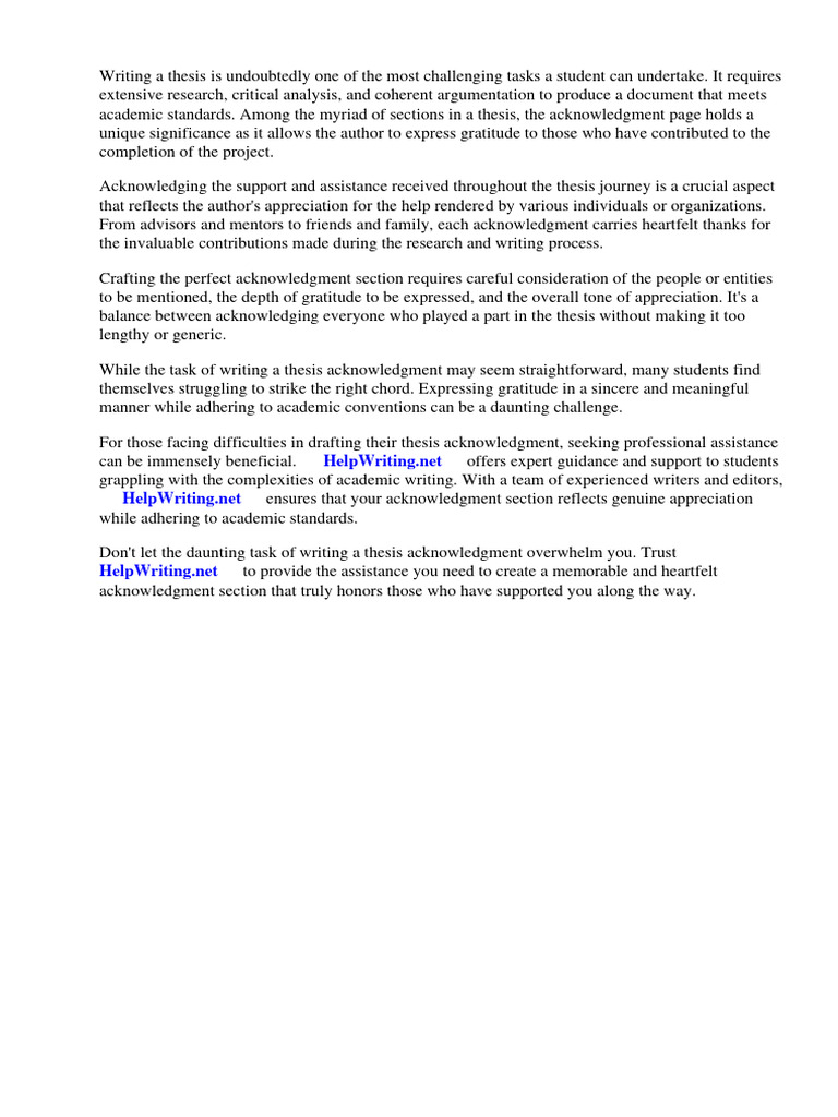 Models of Thesis Acknowledgement | PDF