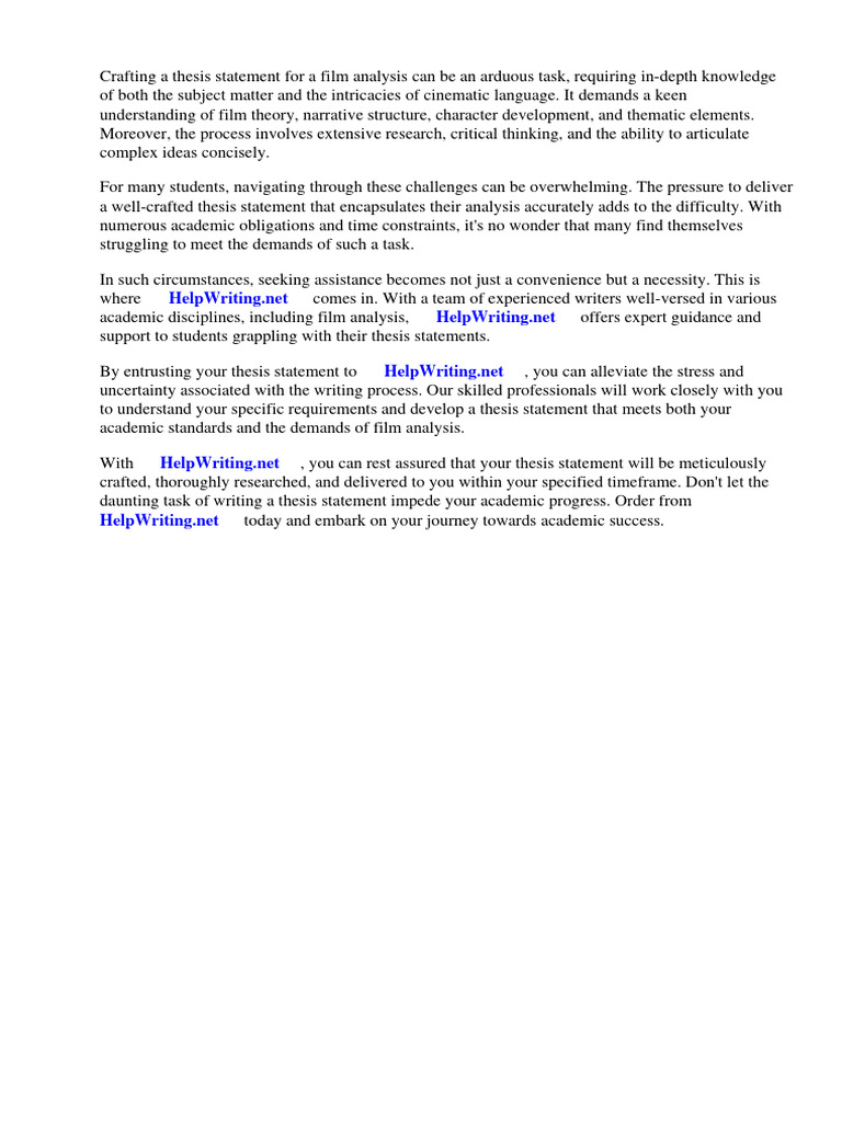 Thesis Statement Film Analysis | PDF | Essays | Thesis