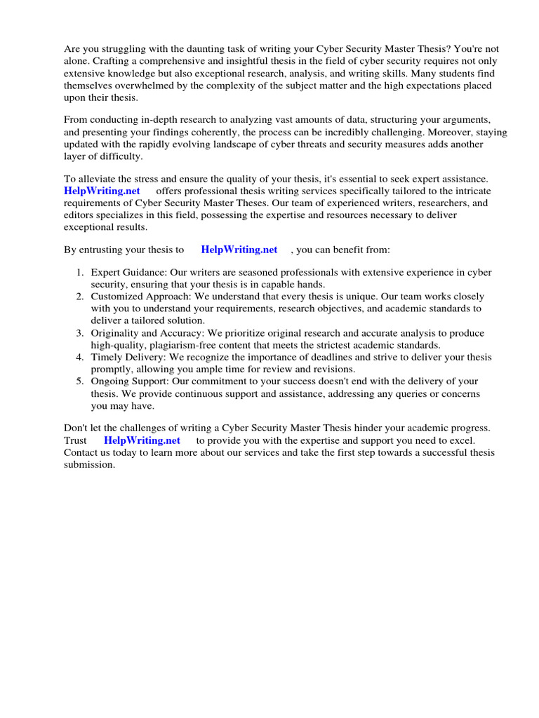Cyber Security Master Thesis | PDF | Computer Security | Security
