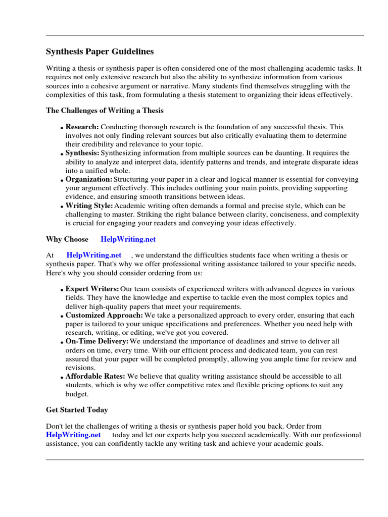 Synthesis Paper Guidelines | PDF | Essays | Apa Style