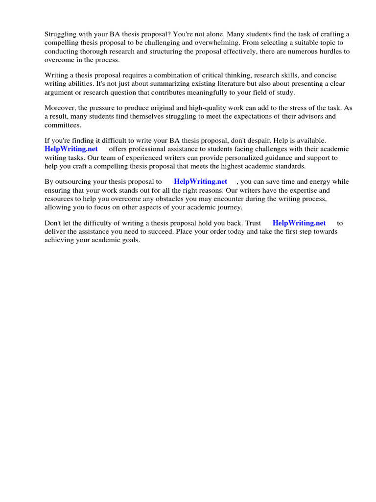 Ba Thesis Proposal | PDF