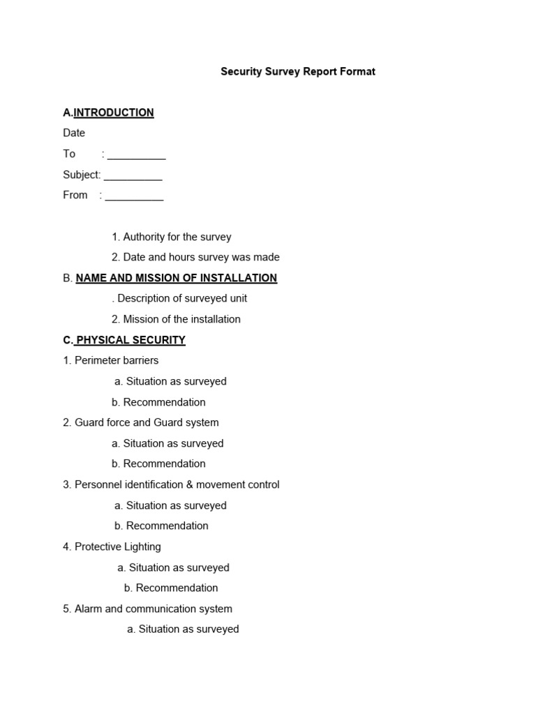 Security Survey Report Format | PDF | Technology & Engineering ...