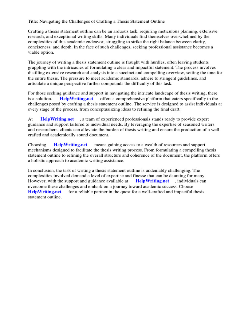 How To Write A Thesis Statement Outline | PDF | Essays | Capitalism