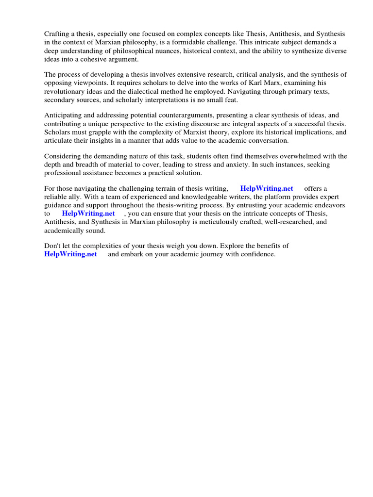 Thesis Synthesis Antithesis Marx | PDF | Dialectic | Georg Wilhelm ...