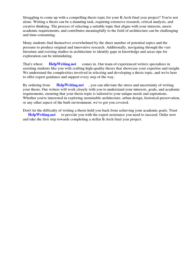 Thesis Topics for b.arch Final Year | PDF