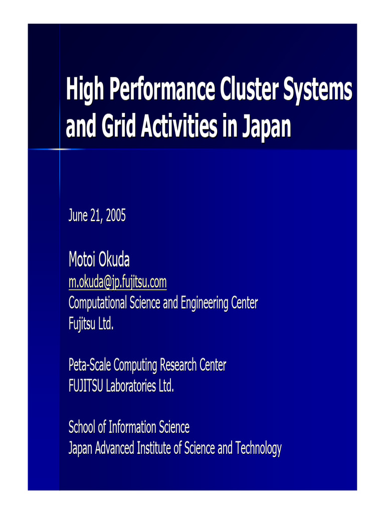 Cluster Computing Okuda | PDF | Computer Cluster | Grid Computing