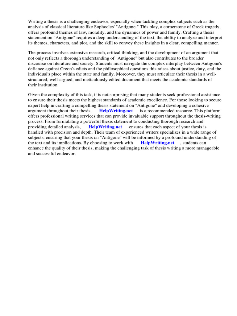Antigone Thesis Statement | PDF | Sophocles | Oedipus