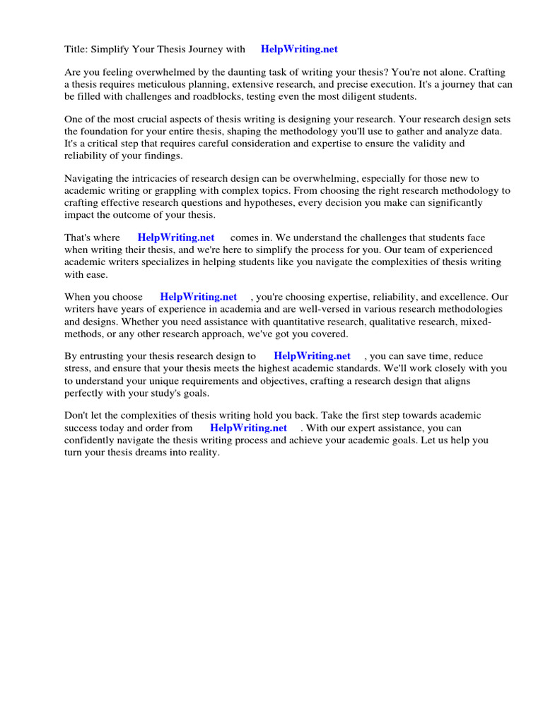 Thesis Research Design Format | PDF | Methodology | Thesis