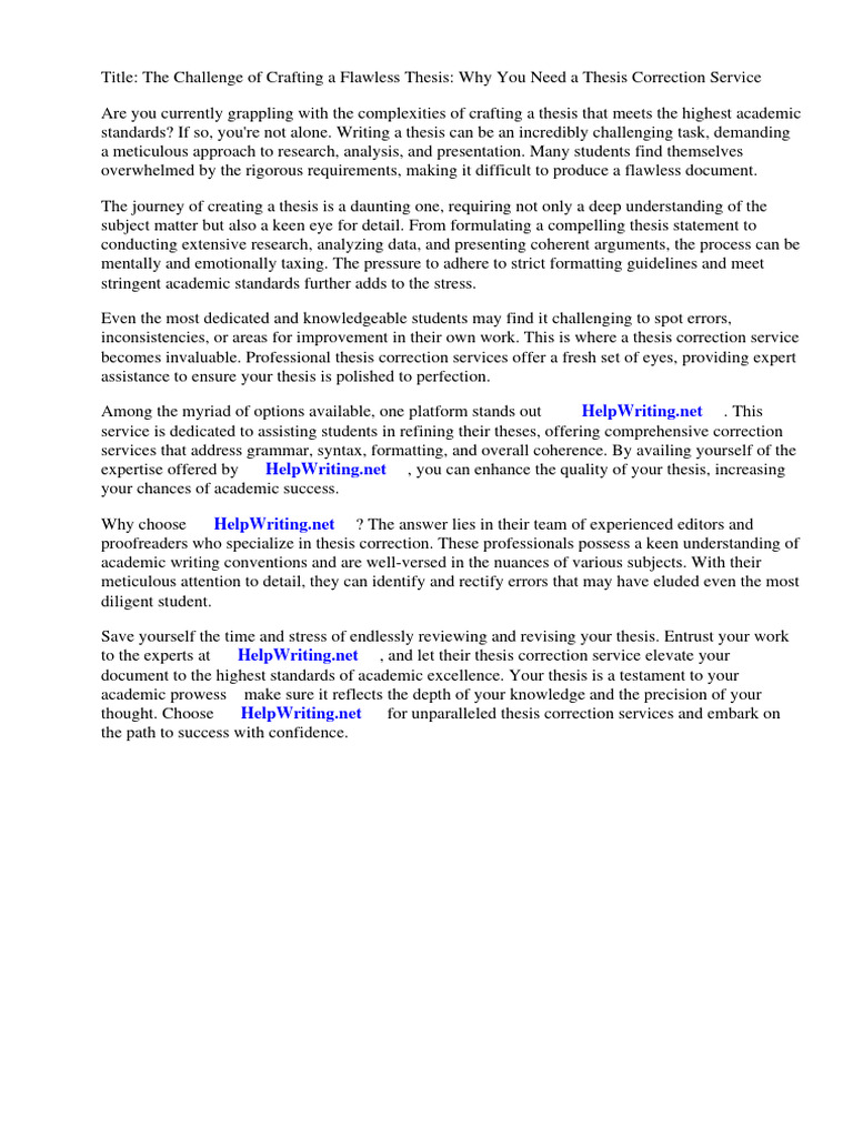 Thesis Correction Service Pdf Essays Thesis