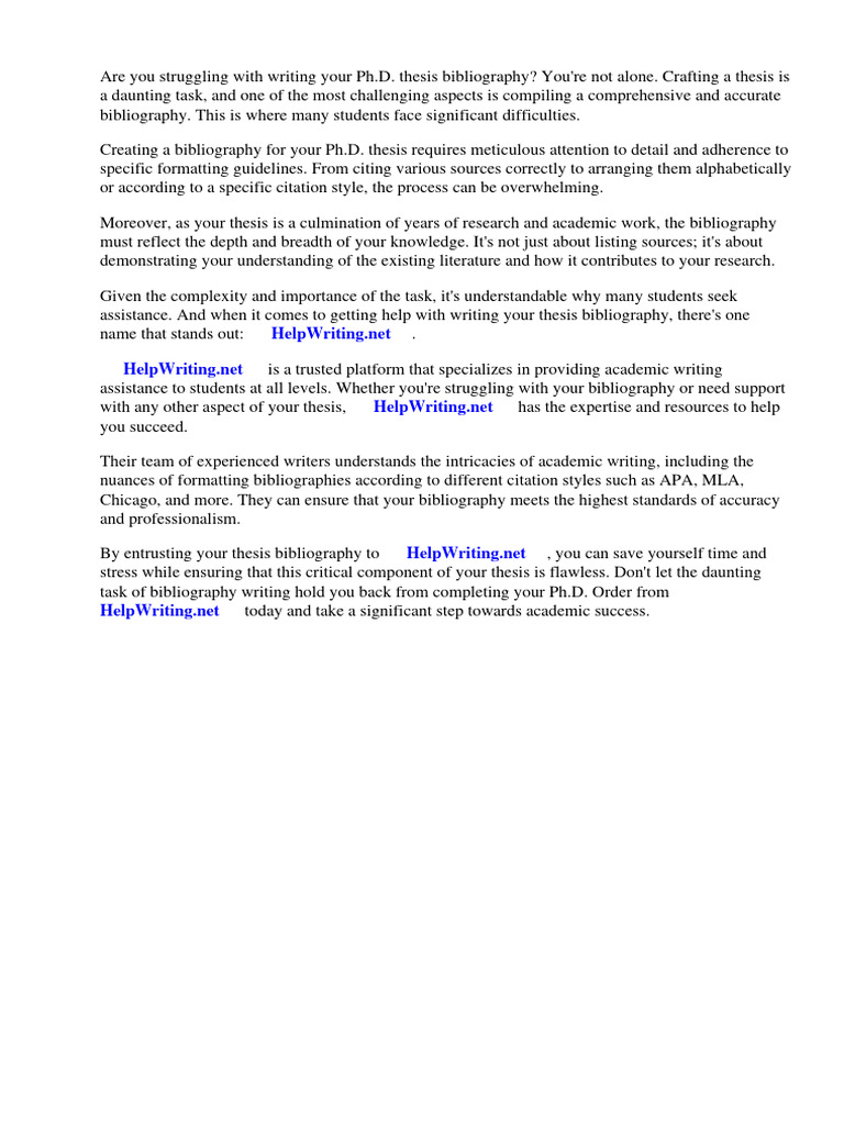 How To Write Bibliography in PHD Thesis | PDF