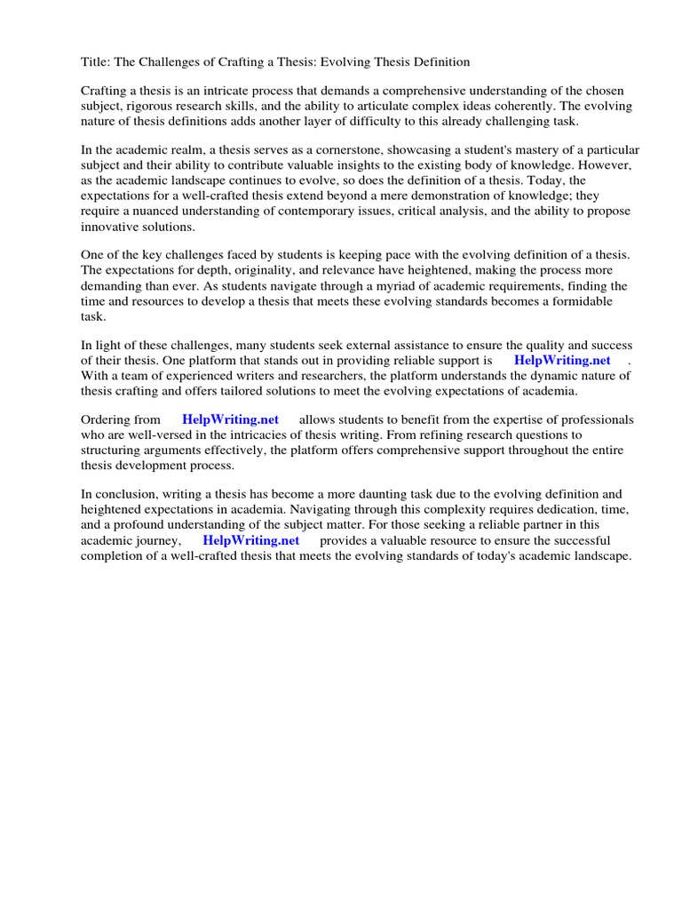 Evolving Thesis Definition | PDF
